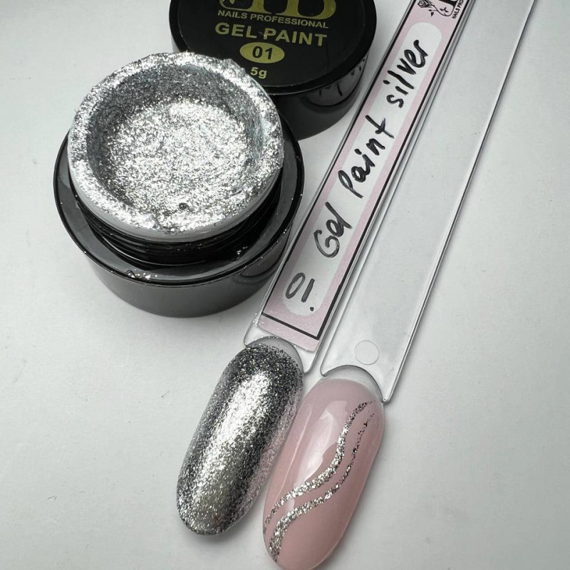 Gel paint metalizado purpurina 01 Illusion Beauty PLATA 5ml - 01